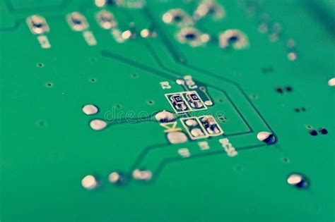 Circuit Board With Electronic Components Close Up Image Technology