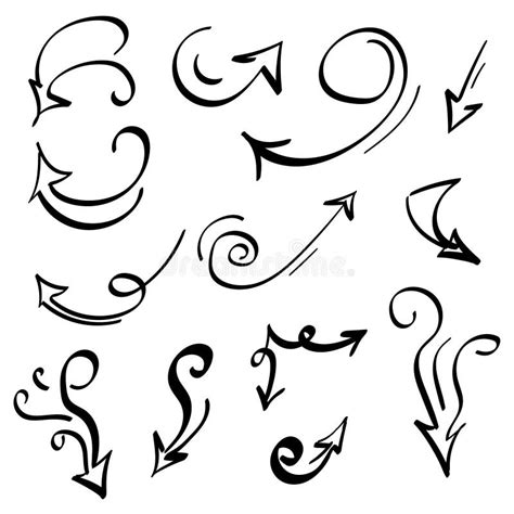 Arrows Set Hand Drawn Direction Indicator Elements Simple Doodle Pointers For Interface Design