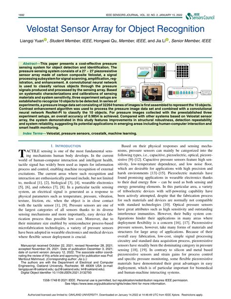 PDF Velostat Sensor Array For Object Recognition