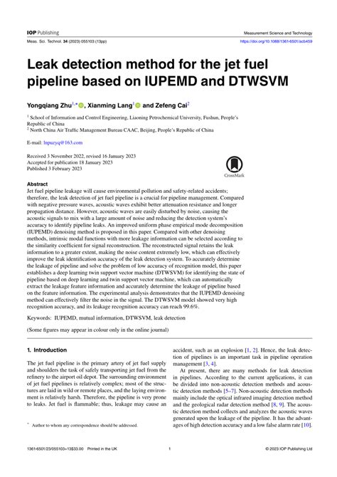 Leak Detection Method Of Jet Fuel Pipeline Based On Iupemd And Dtwsvm