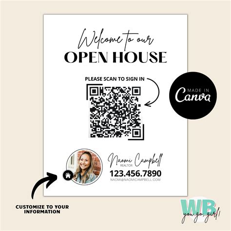 Open House Sign In Sheet W Qr Code Realtor Open House Real Estate