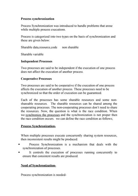 Process Synchronization In Operating System Process Synchronization Process Synchronization