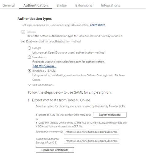 Configuring Saml Sso With Tableau And Pingone Configuration Guides