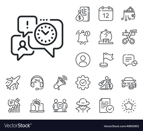 Time Management Line Icon Clock Sign Watch Vector Image