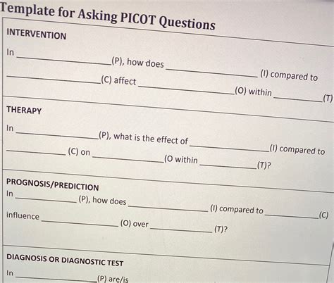 Solved Template For Asking Picot Questions Intervention In P How
