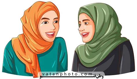 وکتور زن محجبه درحال صحبت کردن طرح لایه باز فایل لایه باز کارت ویزیت