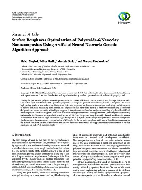 pdf surface roughness optimization of polyamide 6 nanoclay