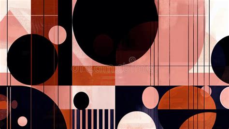 Abstract Geometric Shapes In Modern Art Style Overlapping Circles With Grunge Texture Stock