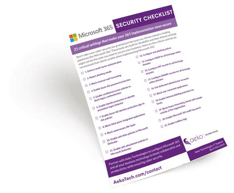 Microsoft 365 Security Checklist Aeko Technologies