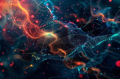 A Colorful Abstract Depiction of a Neural Network, Showcasing the Interconnected Nodes and Lines ...