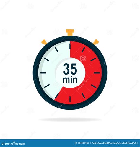 35 Minutes Timer Stopwatch Symbol In Flat Style Editable Isolated Vector Illustration Stock