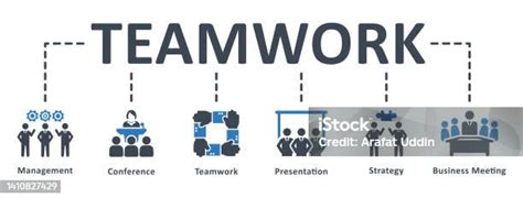 팀워크 아이콘 벡터 일러스트 레이 션 팀워크 팀 그룹 인포 그래픽 템플릿 프리젠 테이션 개념 배너 픽토그램 아이콘 세트 아이콘