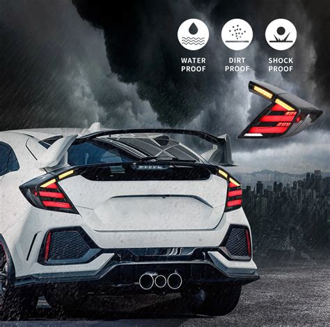 VLAND Voll-LED-Rückleuchten, getönt, für Honda Civic Schrägheck und Ty ...