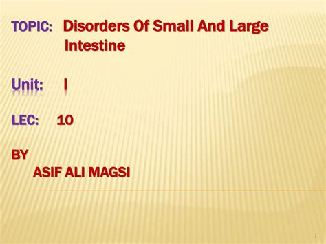 Solution Lect 10 Unit I Intestinal Disorders Studypool