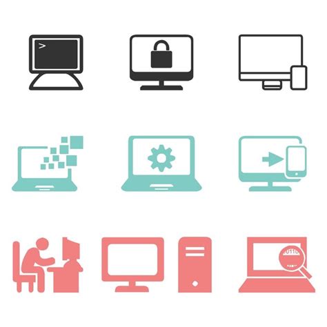 컴퓨터 및 노트북 아이콘 프리미엄 벡터