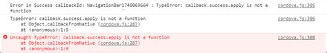 Android Navigationbar Error In Cordova Js Callback Success Apply Is Not A Function Stack