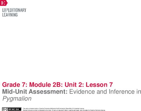 Mid Unit Assessment Evidence And Inference In Pygmalion Lesson Plan