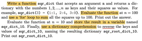 solved write a function sqr dict that accepts an argument n