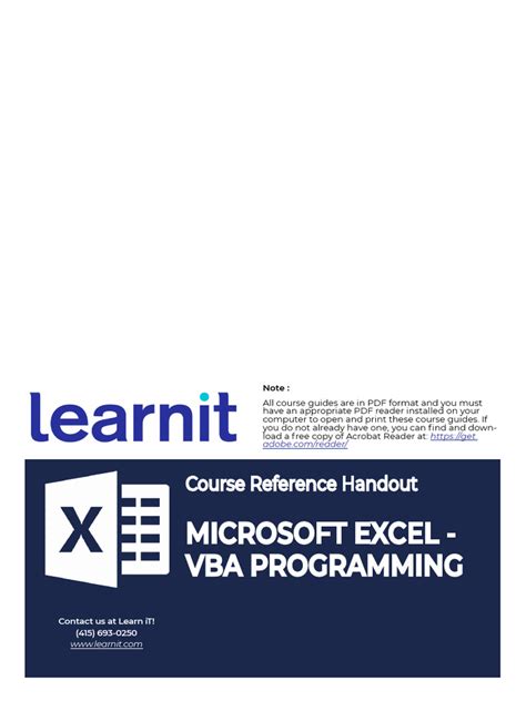 Excel Vba Pdf Microsoft Excel Visual Basic For Applications