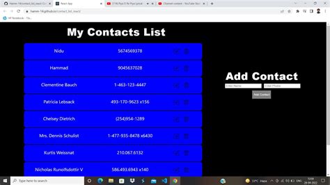 develop contact list app using react youtube