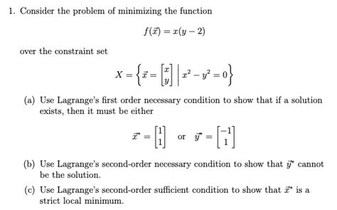 Solved 1 Consider The Problem Of Minimizing The Function