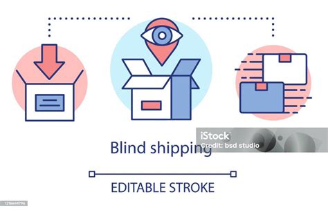 블라인드 배송 개념 아이콘입니다 반품 주소 아이디어 얇은 라인 일러스트가 없는 상품 도매 소스를 숨기고 소포 배달 벡터 절연 윤곽선 도면 편집 가능한 스트로크 개념에 대한