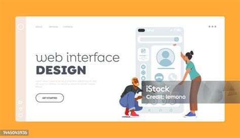 웹 인터페이스 디자인 방문 페이지 템플릿입니다 Ux Ui 디자이너 캐릭터 만들기 모바일 응용 프로그램 정보 그림 테크놀로지에 대한 스톡 벡터 아트 및 기타 이미지 Istock