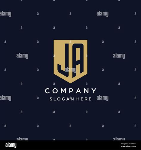 Ja Monogram Initials Logo Design With Shield Icon Template Stock Vector Image And Art Alamy