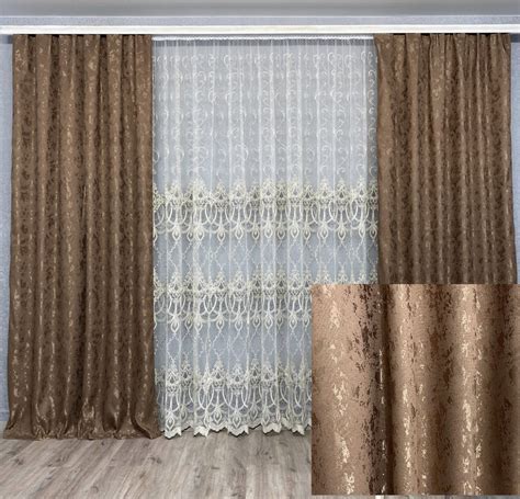 Купити Готові штори Мішковина мармур коричневий від виробника Texgroup гуртом та в роздріб