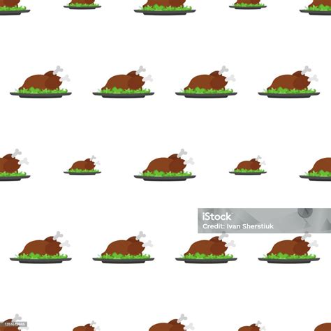 프라이드 치킨과 매끄러운 패턴 배경 엽서 및 포장지에 적합합니다 벡터 건강한 식생활에 대한 스톡 벡터 아트 및 기타 이미지 건강한 식생활 고기 다리 신체 부분