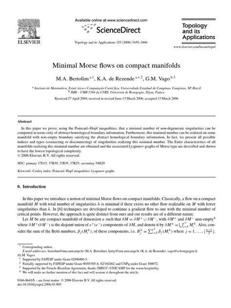 Minimal Morse Flow On Compact Manifold Pdf Manifold Discrete Mathematics