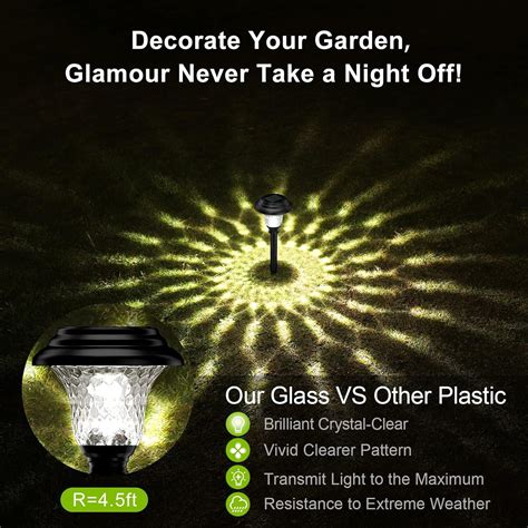 Neflaca Waterproof Glass Solar Lights Super Bright Solar Pathway