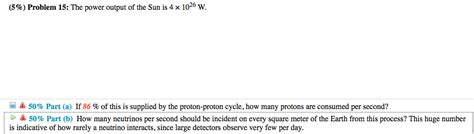 Solved Problem The Power Output Of The Sun Is X Chegg