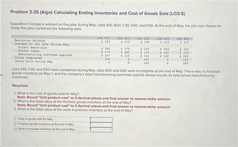 solved problem 3 25 algo ﻿calculating ending inventories