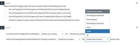Solved 1 1 Point When Testing For Linkage Using A Chi Square