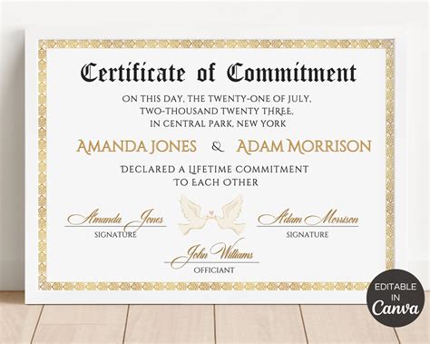Commitment Certificate Free Printable All Free Printables