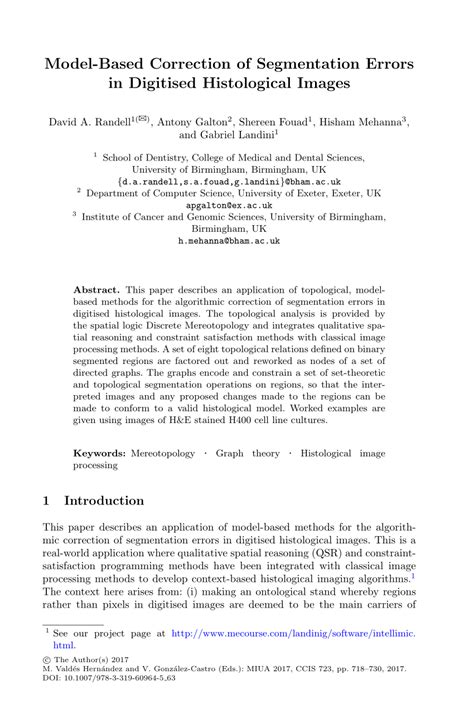 Pdf Model Based Correction Of Segmentation Errors In Digitised