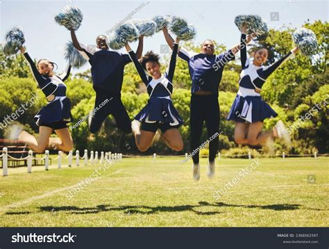Cheerleader Team Portrait People Jump Performance Stock Photo Shutterstock