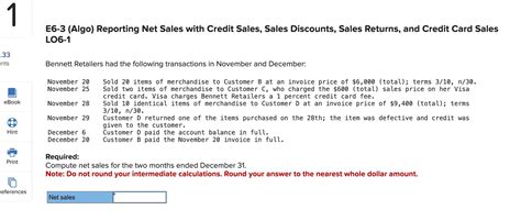 Solved E6-3 (Algo) ﻿Reporting Net Sales with Credit Sales, | Chegg.com