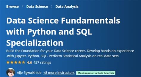 Data Science Fundamentals With Python And Sql Specialization