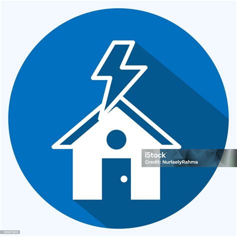 아이콘 번개 치는 집 재해 기호에 적합합니다 긴 그림자 스타일 편집 가능한 간단한 디자인 디자인 템플릿 벡터 간단한 기호 그림