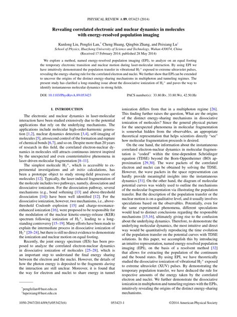 Pdf Revealing Correlated Electronic And Nuclear Dynamics In Molecules With Energy Resolved