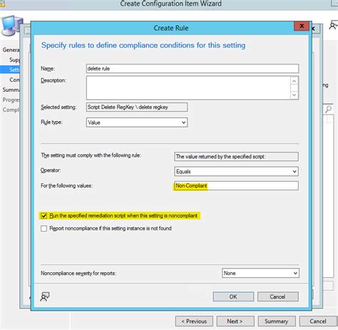 export and delete a registry key using sccm configuration items and