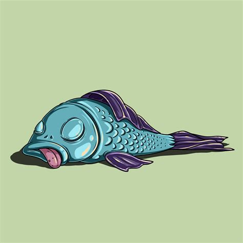 Cartoon Dead Fish In Water