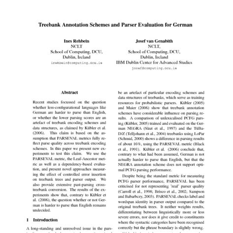 Treebank Annotation Schemes And Parser Evaluation For German Acl Anthology