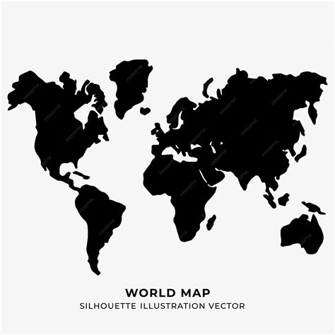 Vetor De Ilustração De Silhueta De Mapa Do Mundo Vetor Premium
