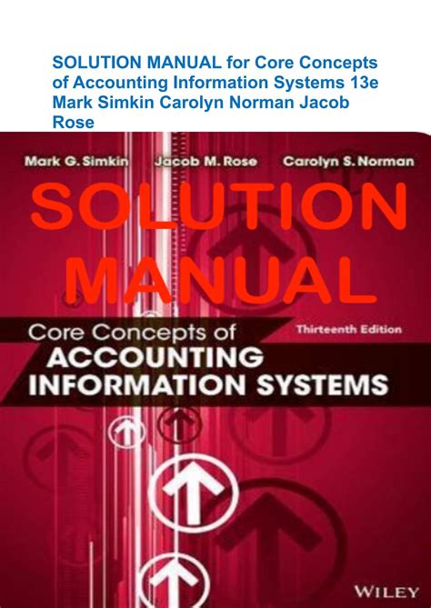Solution Manual For Core Concepts Of Accounting Information Systems 13e Mark Simkin Carolyn