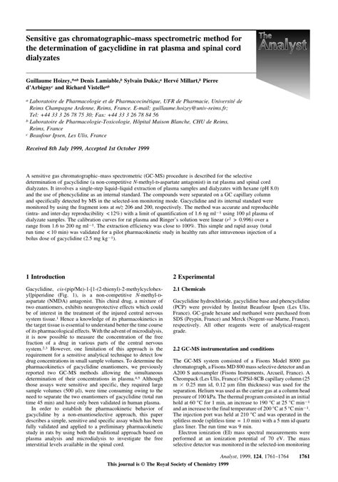 Pdf Sensitive Gas Chromatographic Mass Spectrometric Method For The