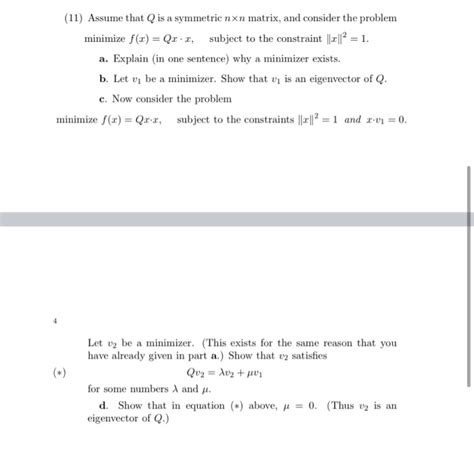 11 assume that q is a symmetric nxn matrix and