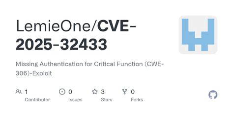 Github Lemieone Cve 2025 32433 Missing Authentication For Critical